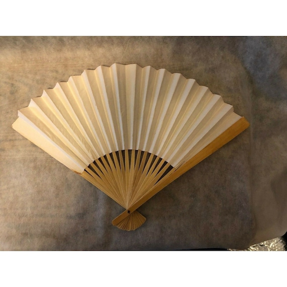 Vintage asian bamboo and paper fan - Gem