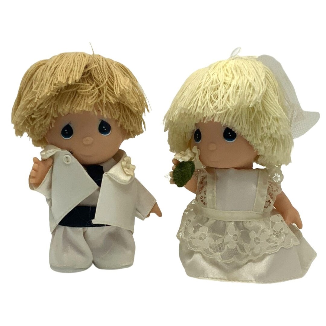 Precious Moments Wedding Cake Topper Vintage Bride Groom Dolls - Etsy