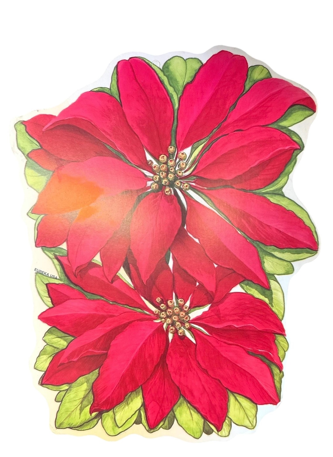 Eureka Christmas Poinsettias Double Sided Die Cut Bulletin Board ...