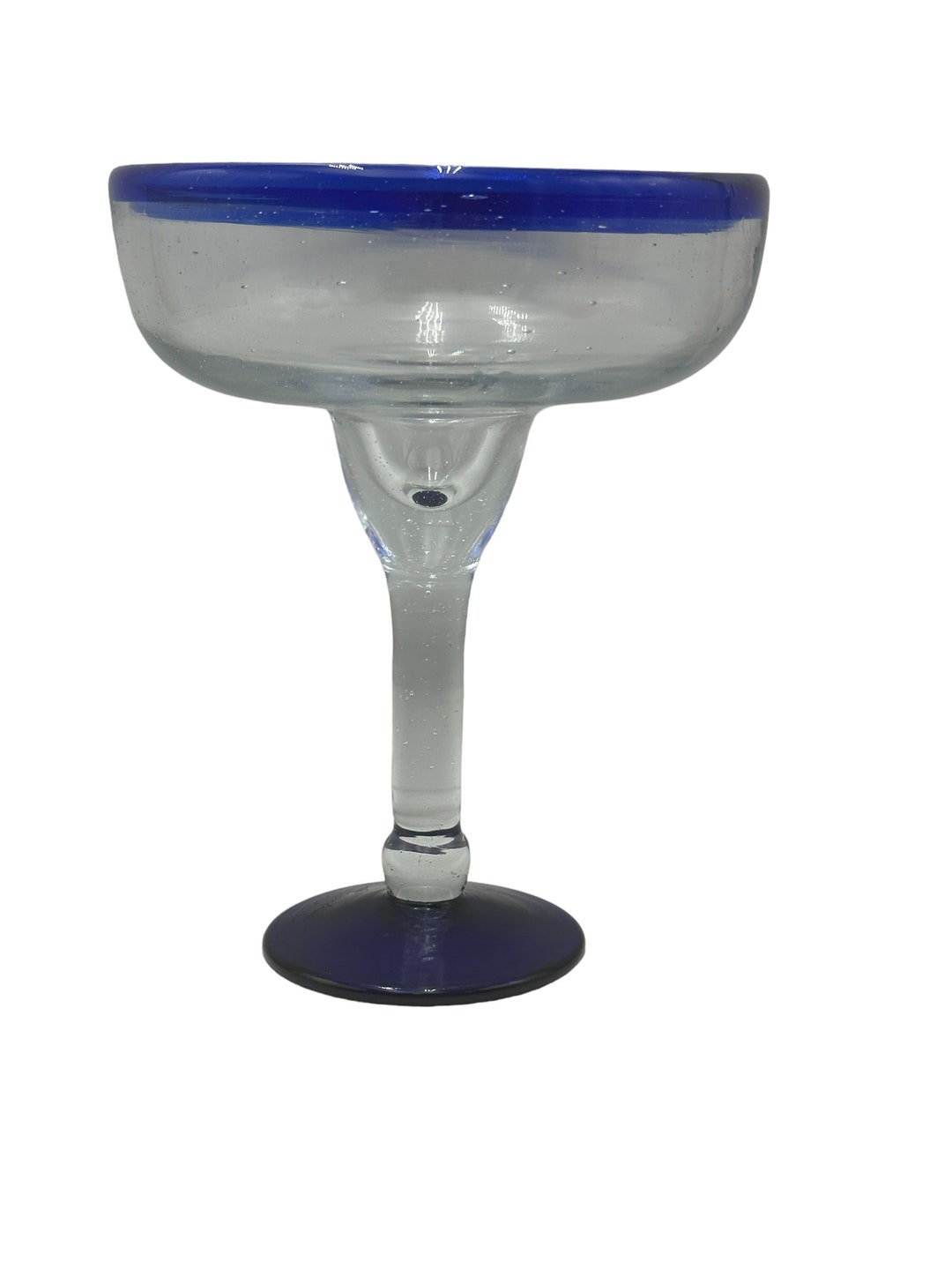 Jumbo Margarita Glass Cup Blue Rim Hand Blown Glass Cobalt Blue - Etsy