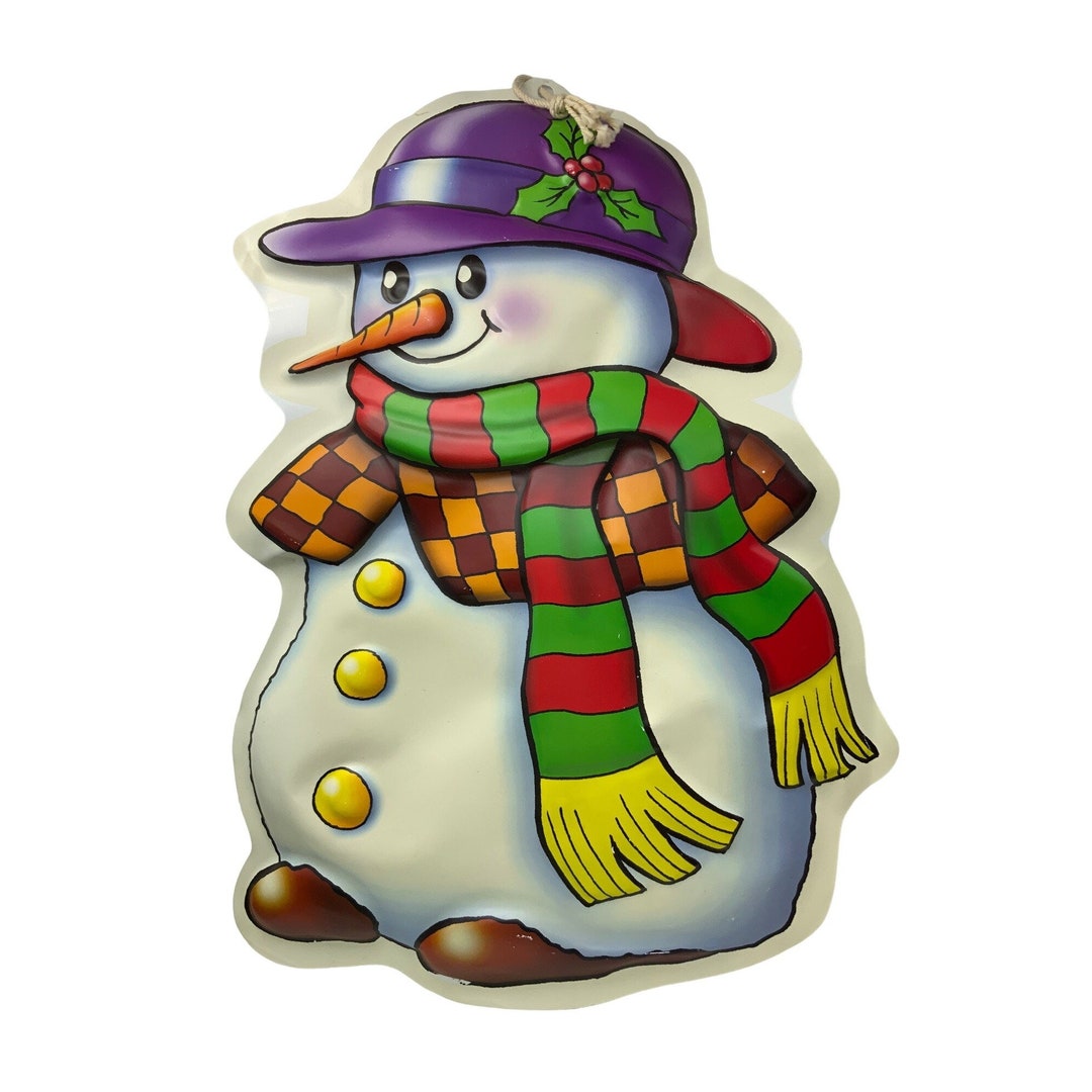 Vintage 3D Molded Plastic Snowman Wall Hanging Decor Christmas ...