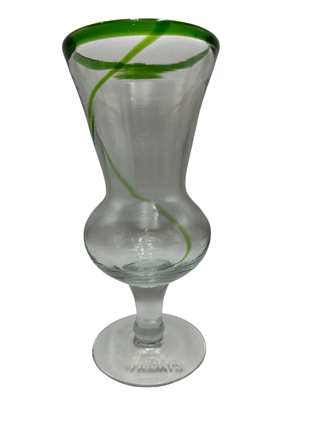 Jumbo SINGLE MEXICAN TGI Fridays, Glass, 8" Tall, Green Rim, Clear Body ...