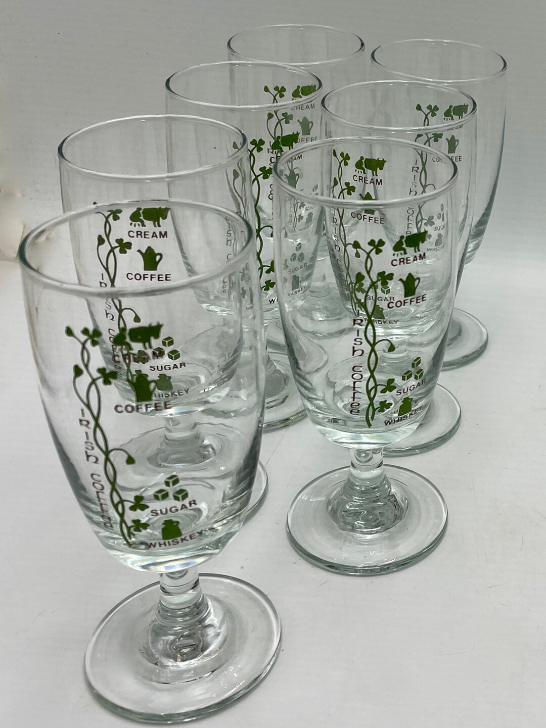 Vintage Irish Coffee Glasses Footed Set of 7 - Etsy