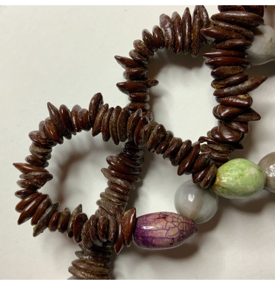 Apple Seed Necklace With Colorful Dyed Seed Beads 60" Vintage - Etsy