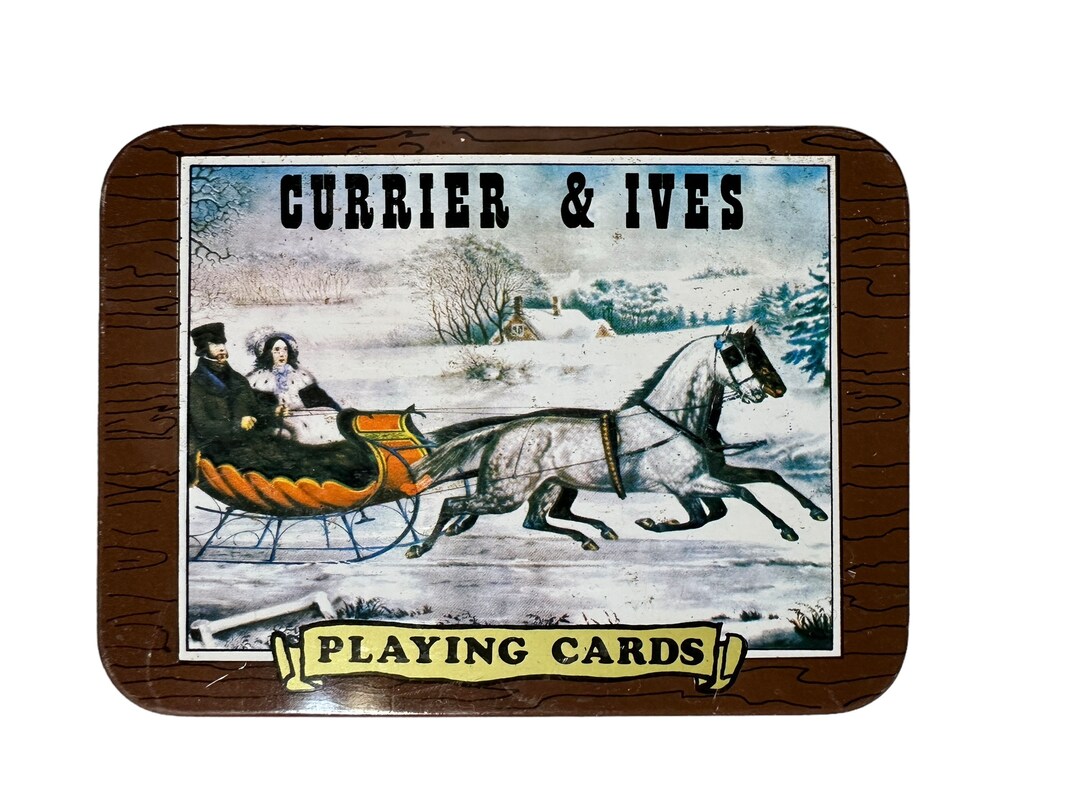 Double Deck “currier & Ives” Playing Cards, Horse Drawn Carriage ...
