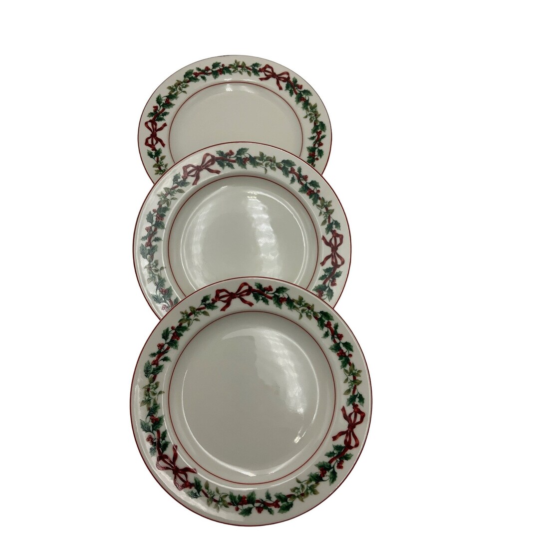 William Roberts Salad Dessert Plates Holiday Garland 8 Vintage Set of 3 ...