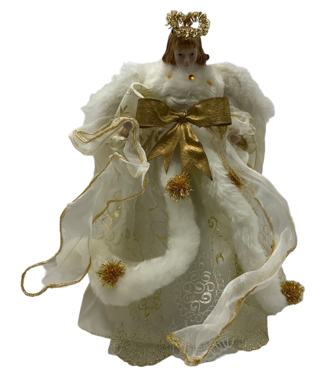 Feather Winged Golden Angel Tree Topper, 14 Inch, Vintage, Porcelain - Etsy