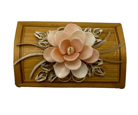 Seashell and Split Bamboo Felt Lined Trinket Treasure… - Gem