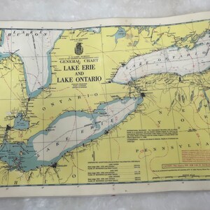 Lake Map Ontario, Erie, US Lake Survey, US Army Lake Huron, Vintage ...