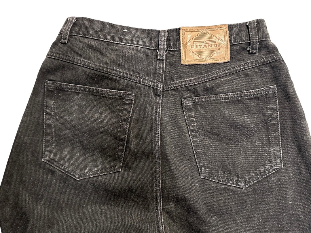Vintage Gitano Denim Peg Leg Zip, Baggy 1980s Black Denim, Jeans ...