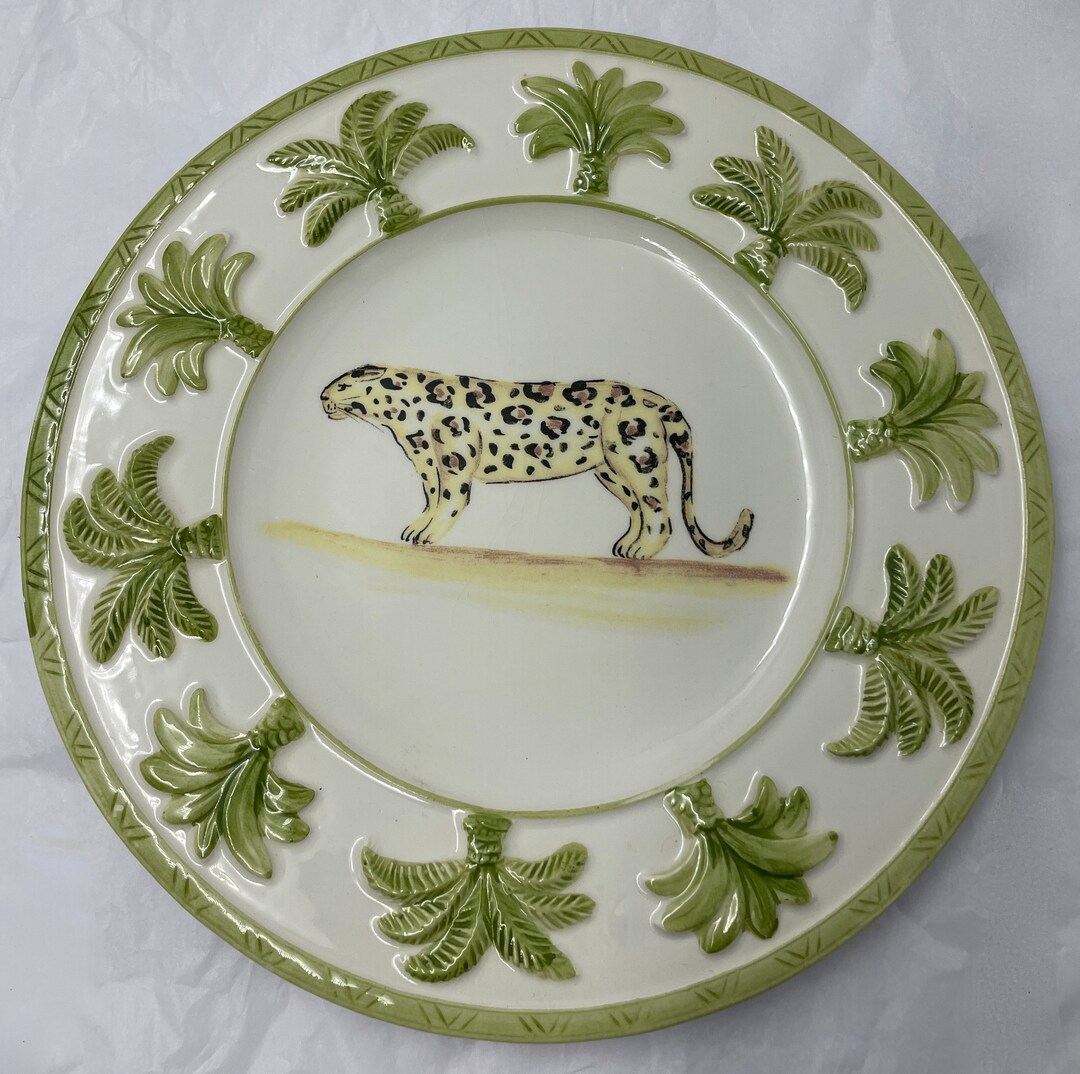 Les Ottomans Le Tigre Hand Painted Tiger Plate Italy Palm 8.75 - Etsy