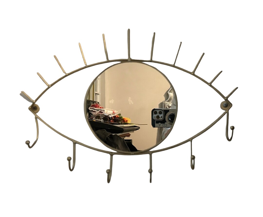 Eyeball Mirror, Scarf Rack, Wall Necklace Rack, Gold Tone, 17” - Etsy