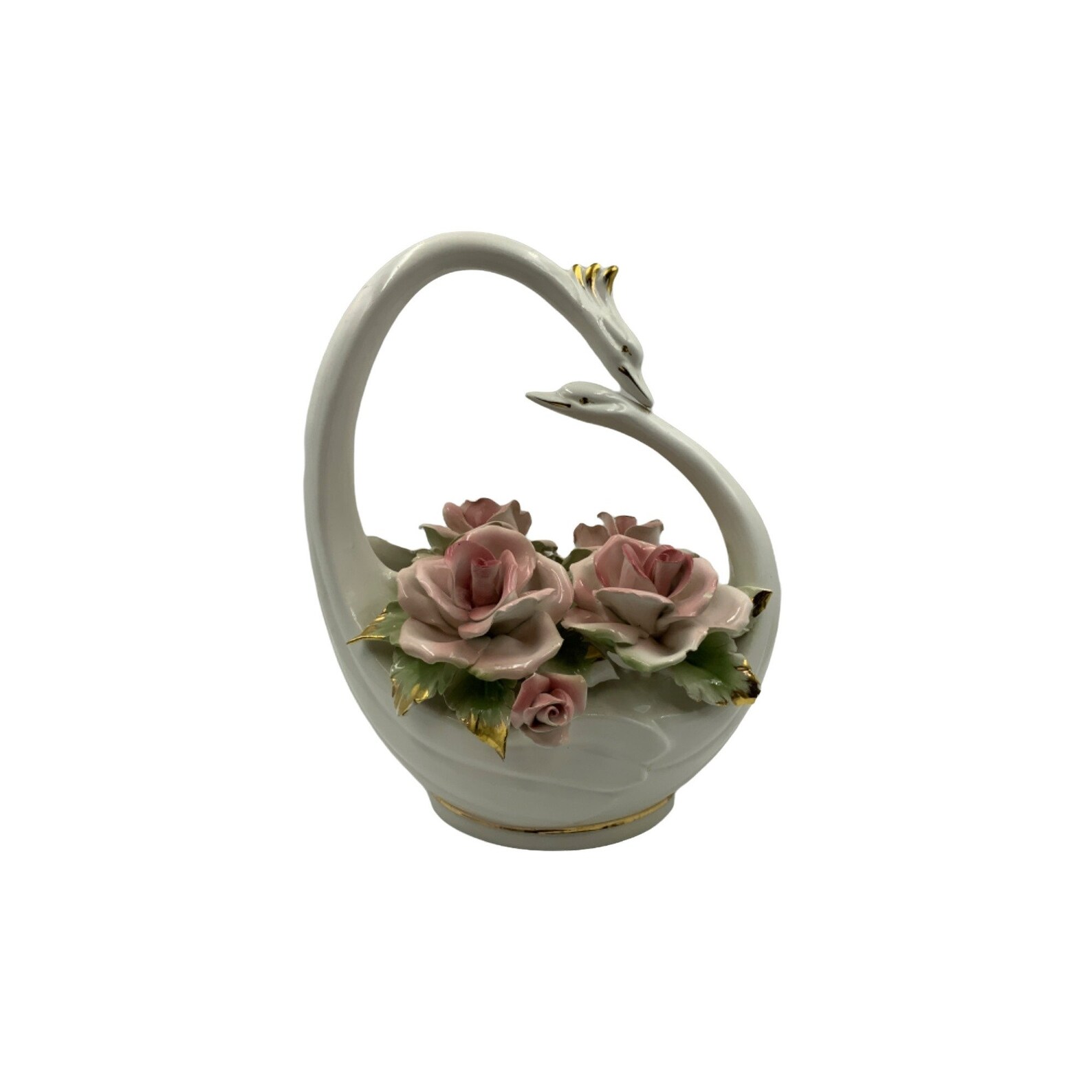 Capodimonte SWAN WITH 18K Italy Large Double Swan With Roses - Etsy