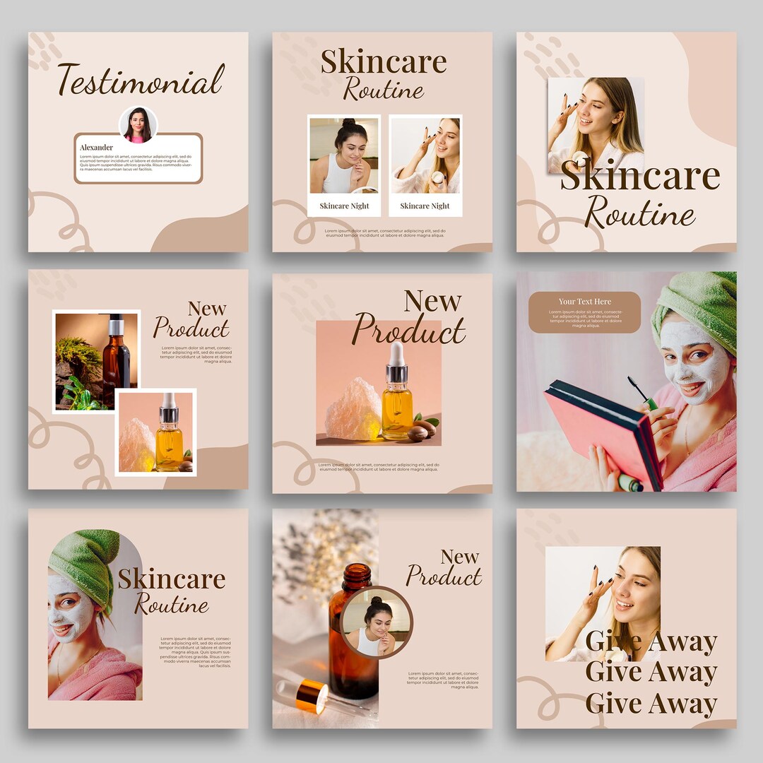 Custom Social Media Posts | Editable Templates for Skincare Brands - Etsy