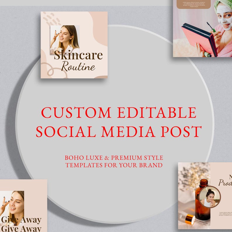 Custom Social Media Posts | Editable Templates for Skincare Brands - Etsy