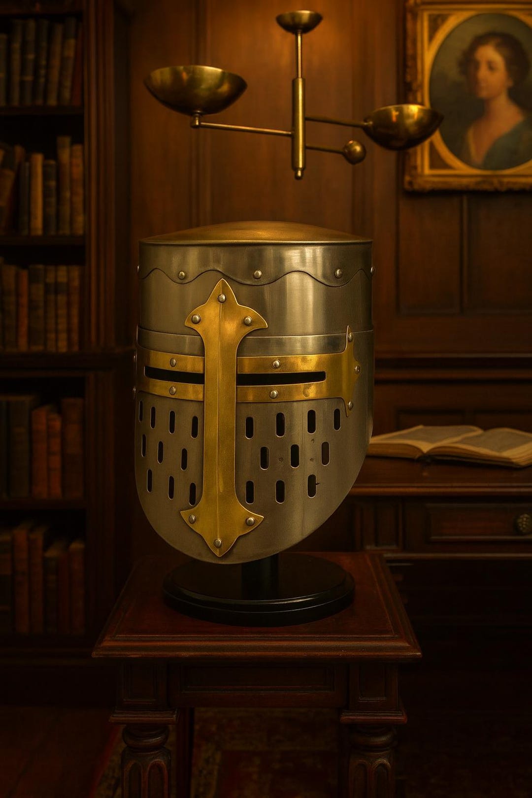 Medieval Steel Polished Klappvisor Hounskull Bascinet Helmet: Medieval ...