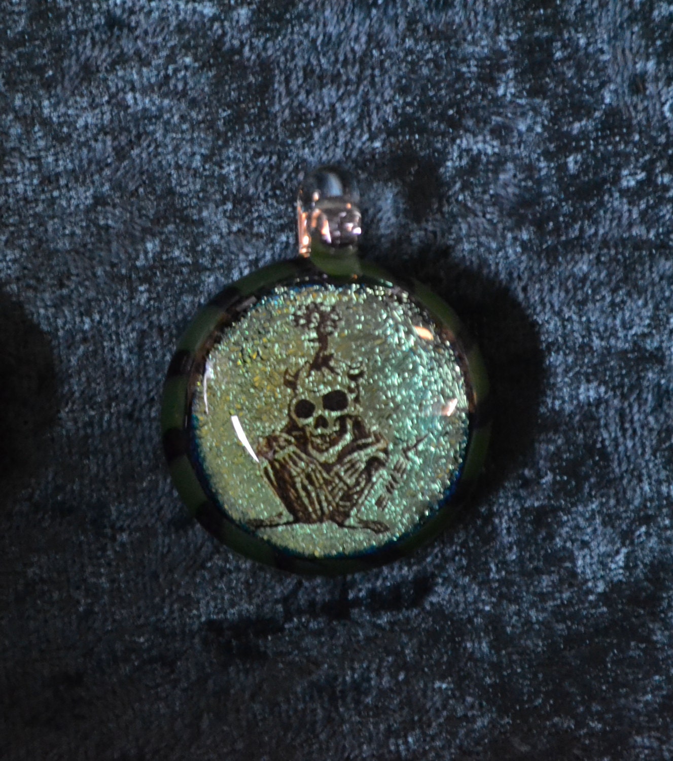 Skullboy Art by Emek Crouching Skeleton With Flower Out of Head Pendant ...