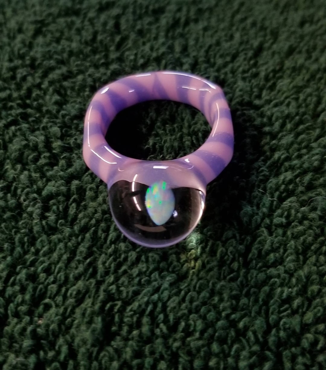 Glass Ring Color Twist With Opal in Marble Pyrex ZU Glass Oregon USA - Etsy