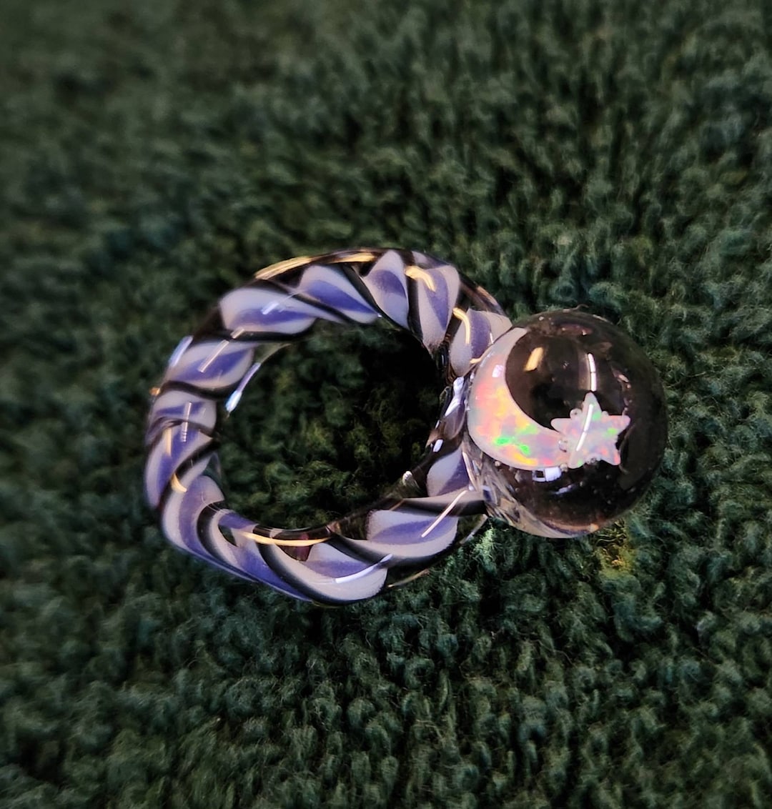 Star & Moon Glass Ring Opals in Marble ZU Glass Latichino Ring - Etsy
