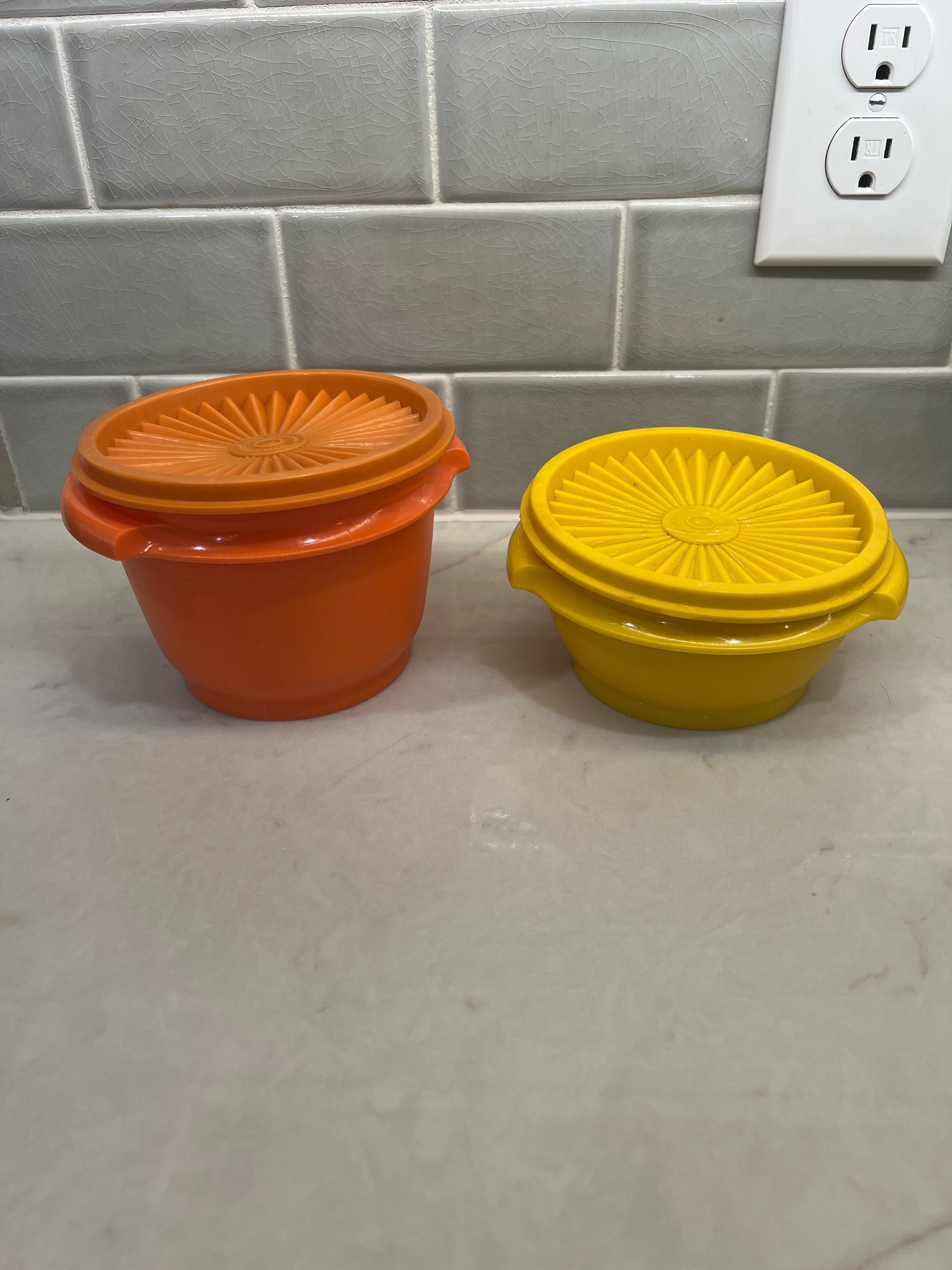 Set of 2 Vintage Authentic Tupperware Small Containers Orange/yellow - Etsy