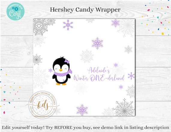 Penguin Candy Wrapper, digital, printable, editable by Babycakes Design ...