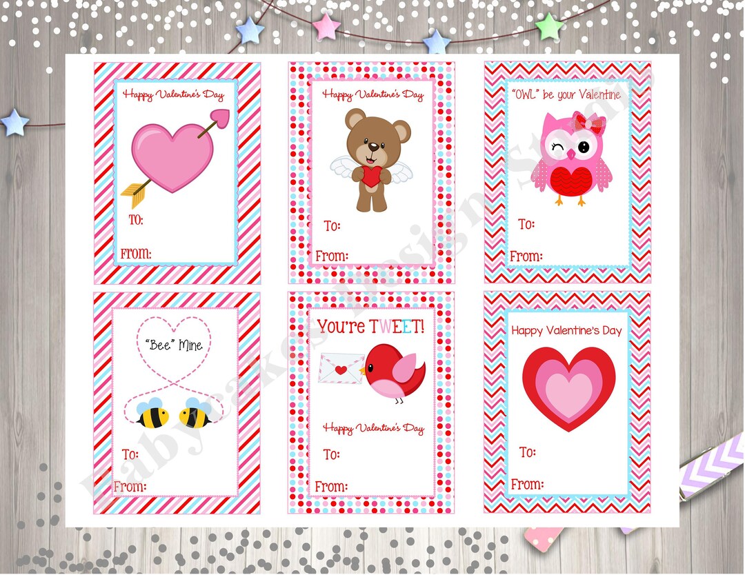 Kids Valentine's Day Cards, Digital, Printable - Etsy