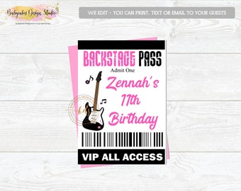 Printable Party Backstage Pass - Etsy