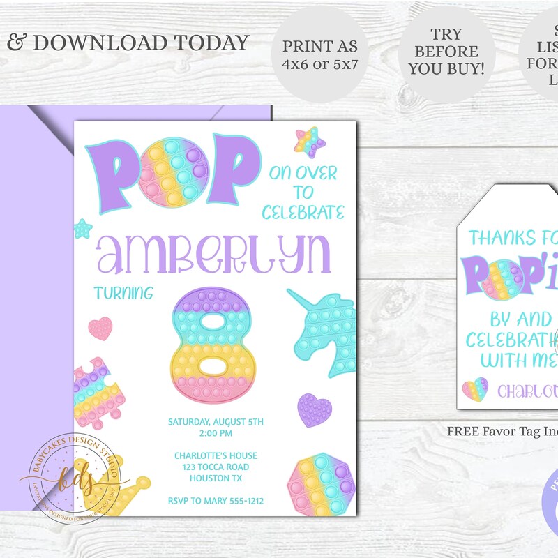Popit Invitation - Etsy