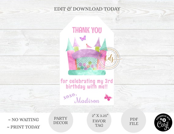 Editable Party Favor Tag, Printable, Digital, Instant Download by ...