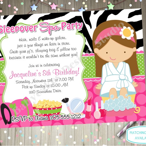 Spa Party Invitation Pajamas and Pampering Birthday | Etsy