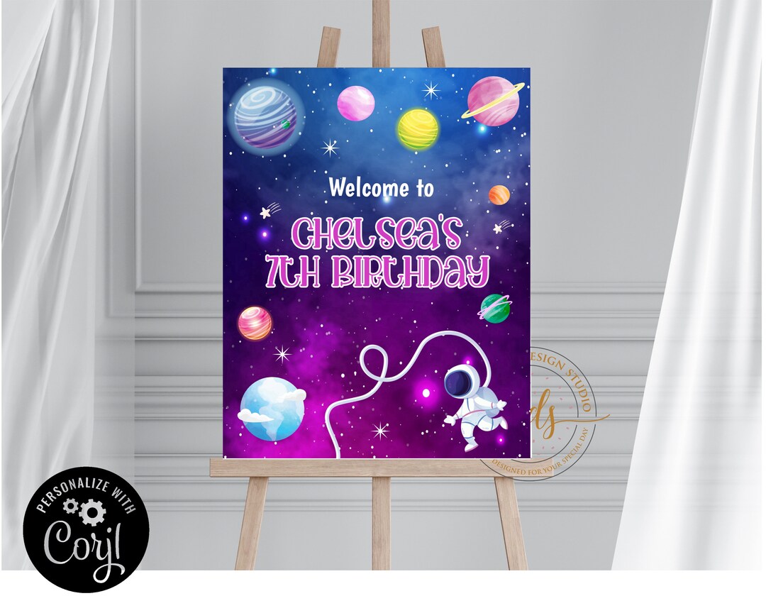 Editable Space Party Welcome Sign, Poster Sign, Digital, Printable - Etsy