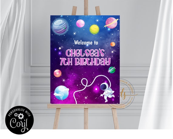 Editable Space Party Welcome Sign, poster sign, Digital, Printable by ...