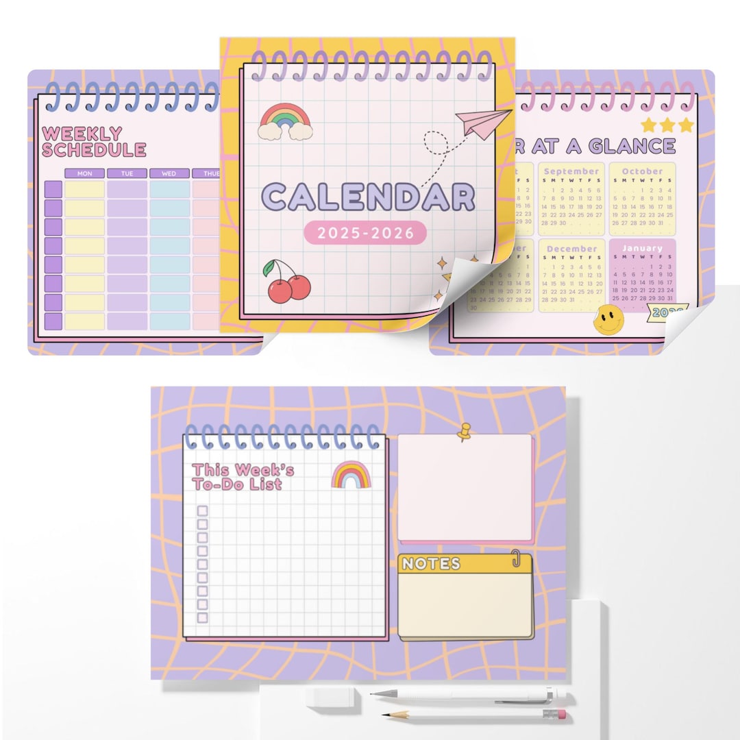2025-2026 Pastel Calendar Printable – Monthly Planner Pages (PDF) - Etsy