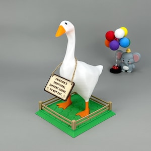 Emotional Support Goose Desk Buddy | Magnetic Goose With Custom Wooden Sign on Grass Base ...