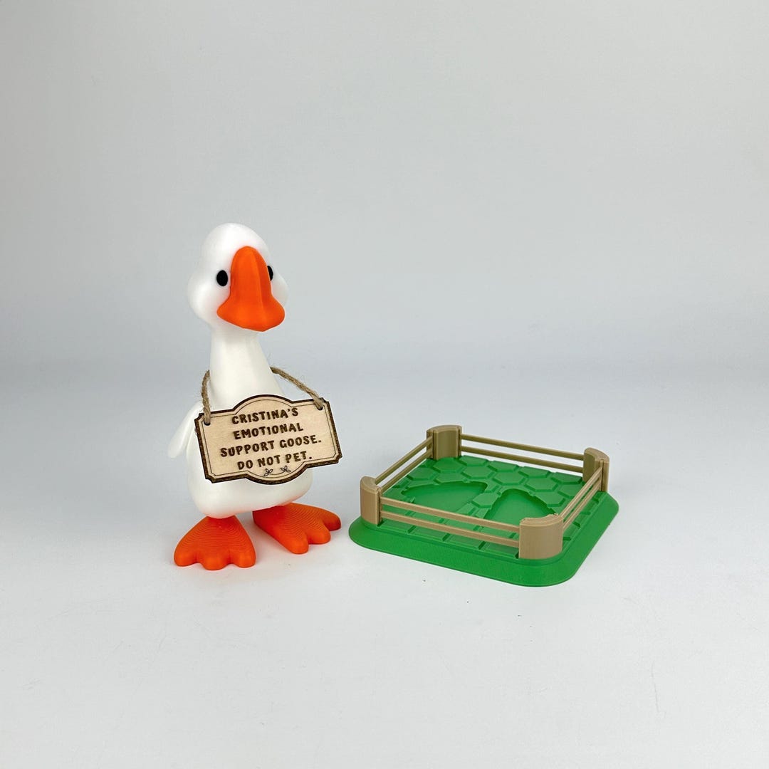 Emotional Support Goose | Tri-color Round Desk Buddy With Hanging ...