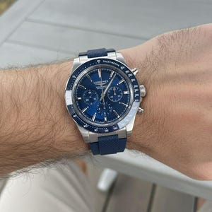 Longines Conquest Automatic Chronograph | Blue Dial & Blue Rubber Strap ...