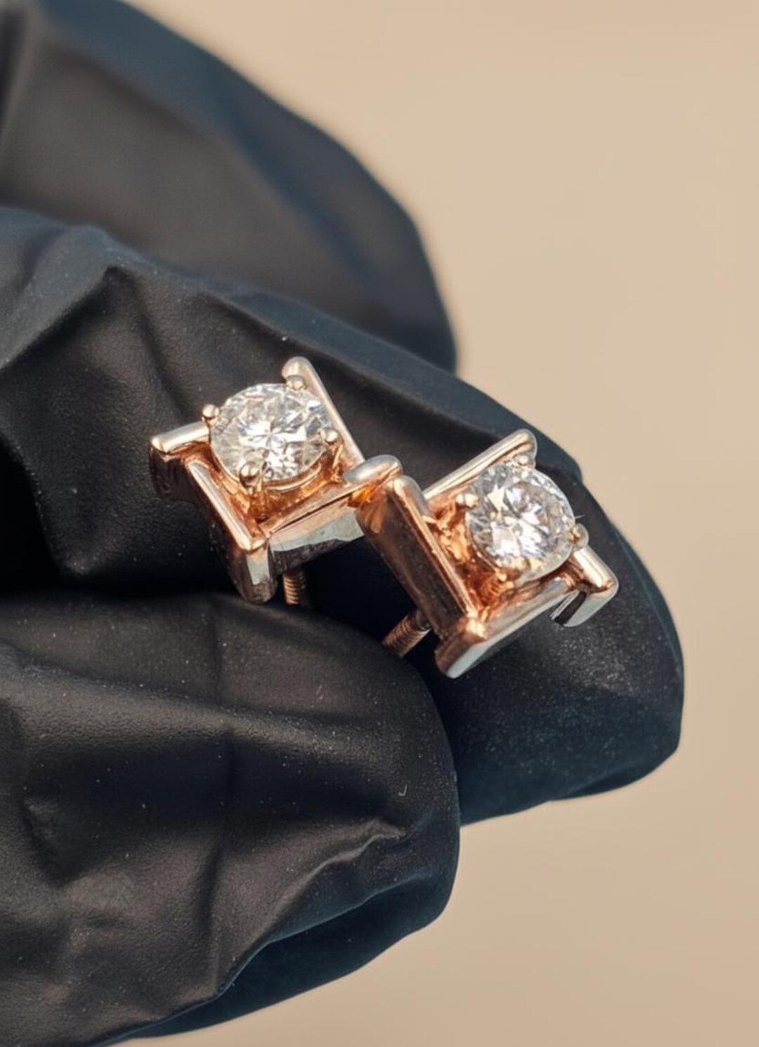 Square Setting Round Cut Moissanite Solitaire Stud Earrings Hip Hop ...