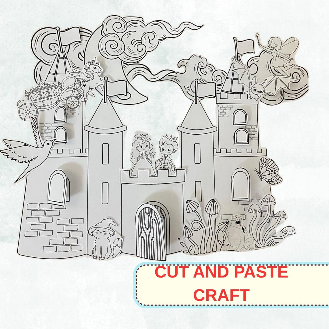 Castle Cut & Paste Craft Printable, Castle Color Build Kit, PDF ...