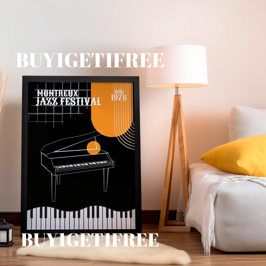 Vintage Montreux Jazz Festival Poster – Retro Piano Music Wall Art ...