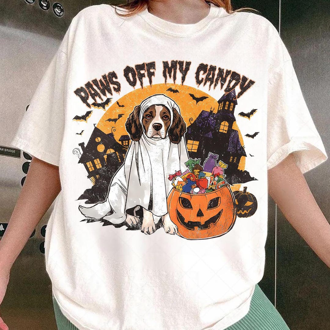 Paws off My Candy PNG Halloween Dog Sublimation Design Ghost Costume ...