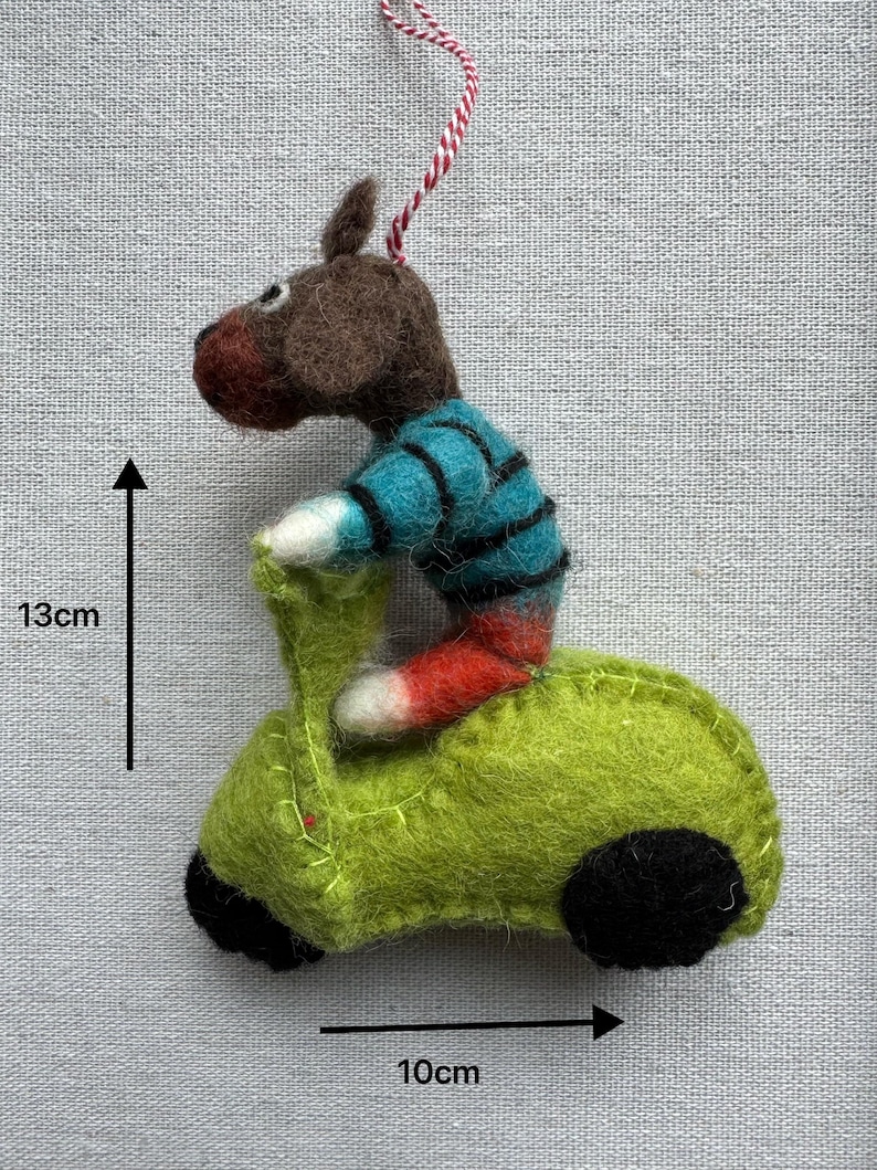 Handmade Wool Felt Dog on Scooter Bag Charm / Keychain / Car Hanging ...