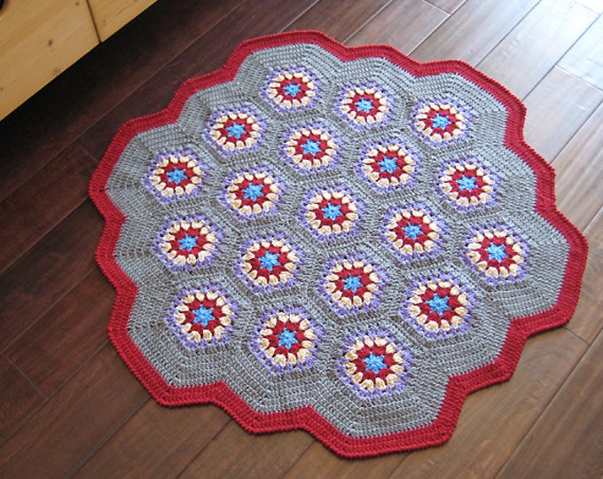 Grey Mixed Hand Knitted Rugrag - Etsy