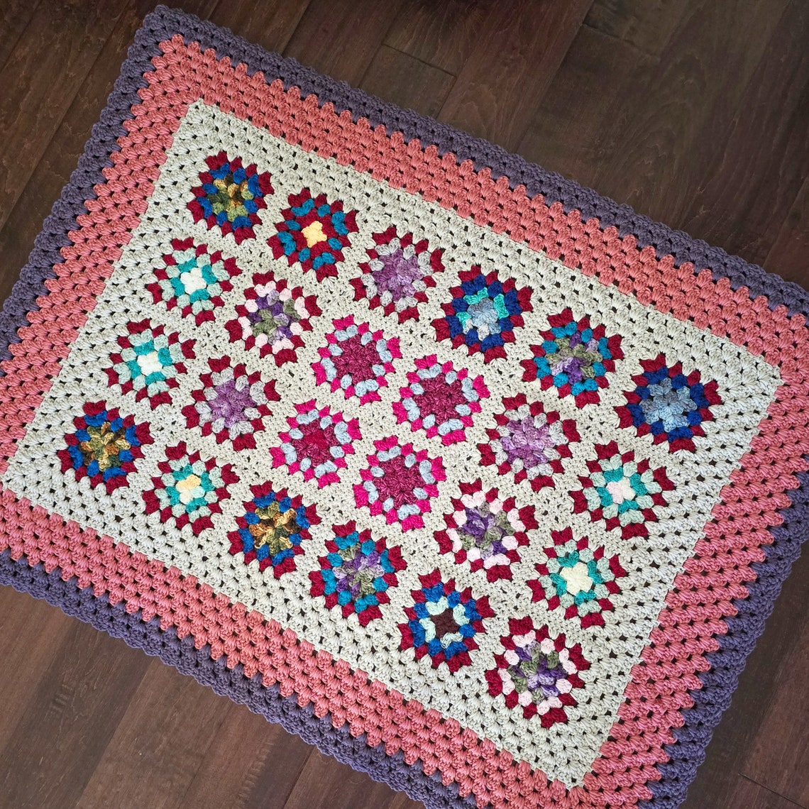 Afghan Granny Square Blanket, Afghan Granny Square Rug, Afghan Granny ...
