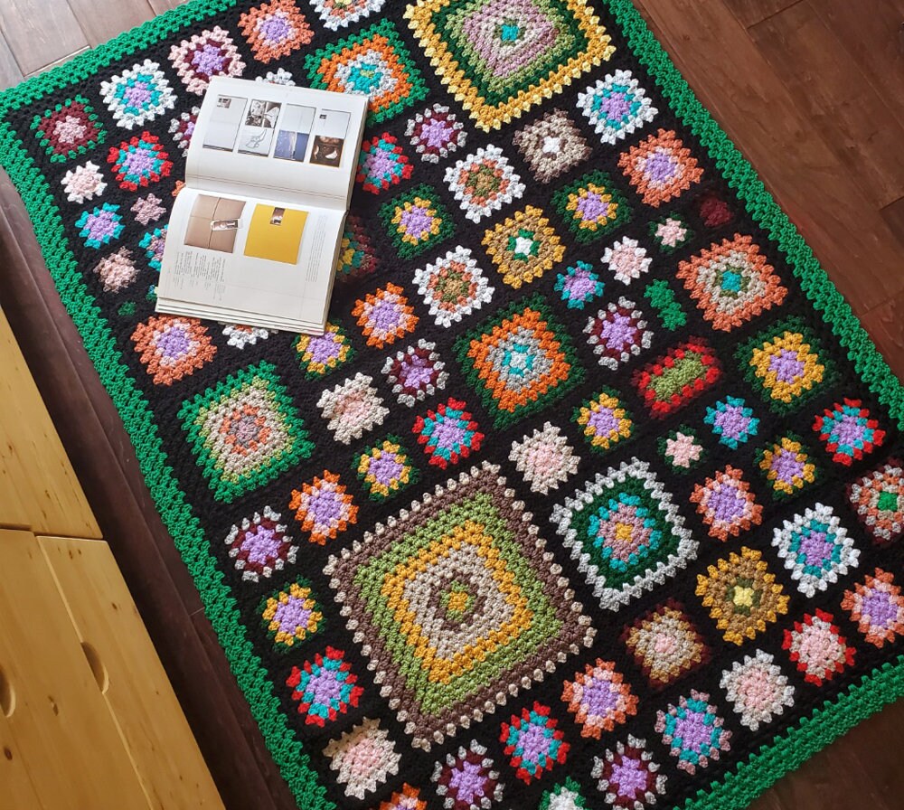 Afghan Granny Square Blanket, Afghan Granny Square Rug, Afghan Granny ...