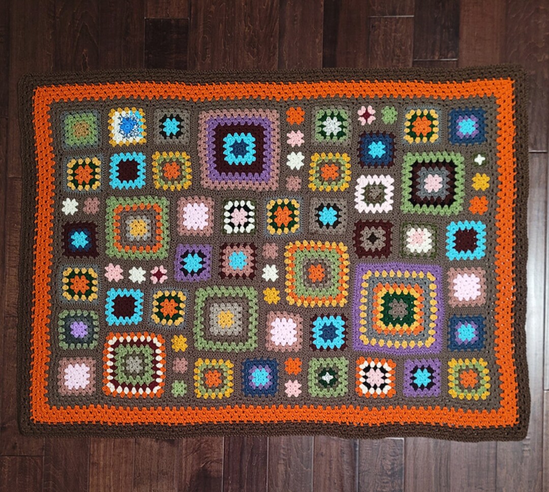 Afghan Granny Square Blanket, Afghan Granny Square Rug, Afghan Granny ...