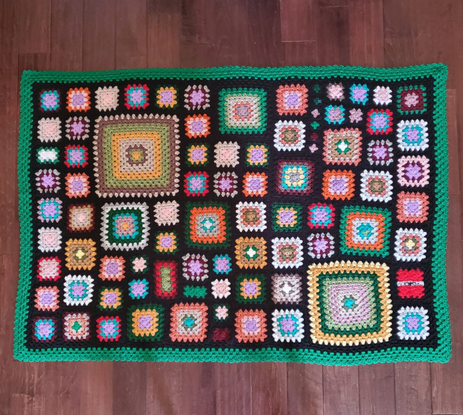 Afghan Granny Square Blanket, Afghan Granny Square Rug, Afghan Granny ...
