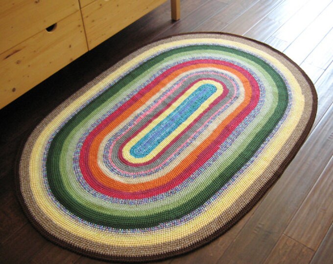 Multi Color Oval Rug / Floor Mat 62X43 - Etsy