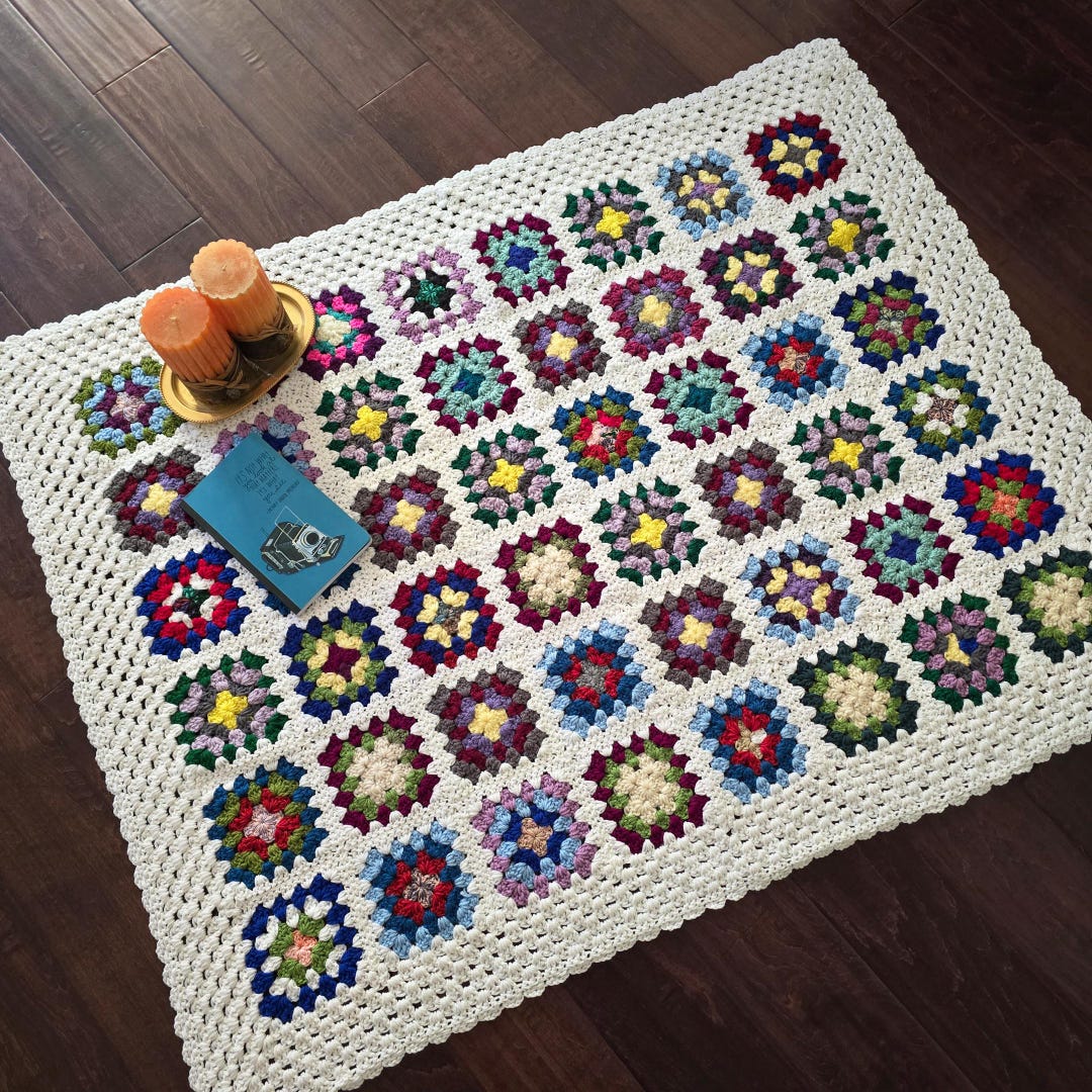 Afghan Granny Square Blanket, Afghan Granny Square Rug, Afghan Granny ...