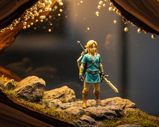 Handcrafted Zelda Epoxy Resin Lamp – Natural Walnut Wood LED Diorama ...