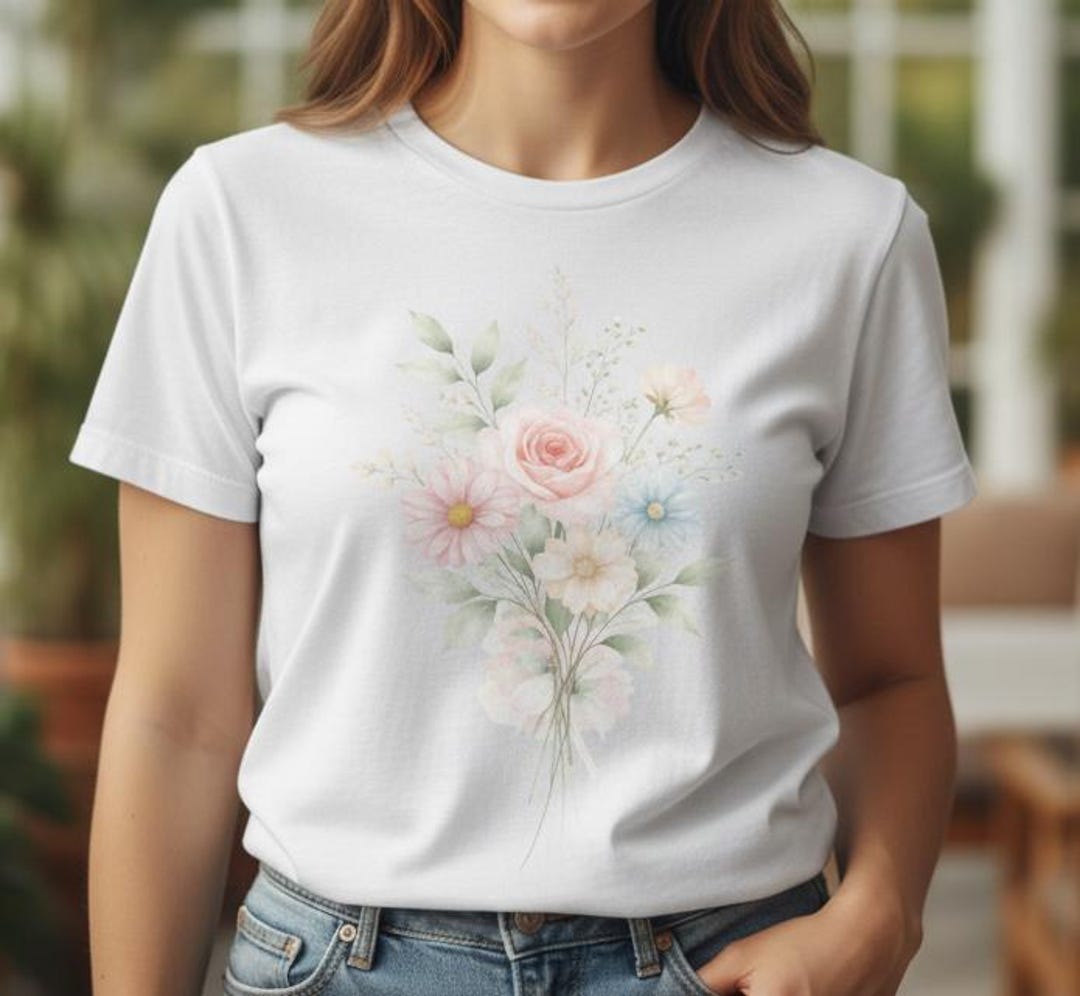 Floral Boho T-shirt, Cottagecore Wildflower Tee for Women, Bella Canvas ...